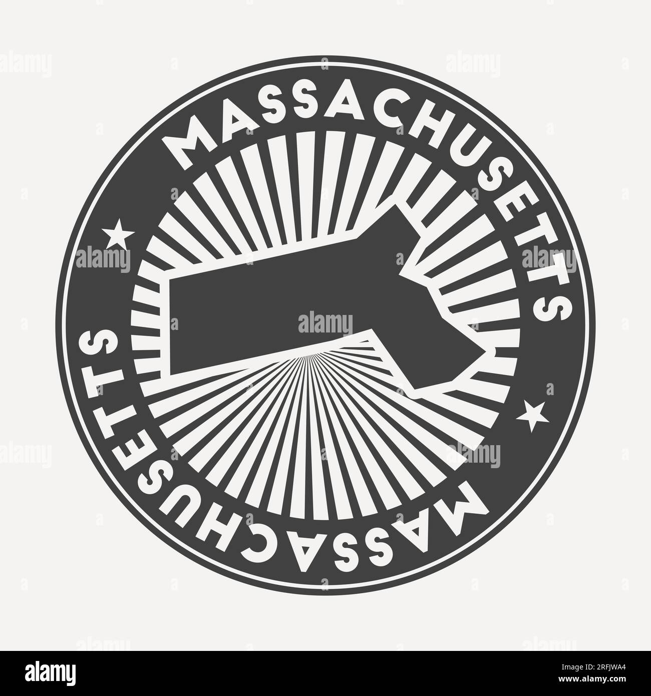 Massachusetts round logo. Vintage travel badge with the circular name ...