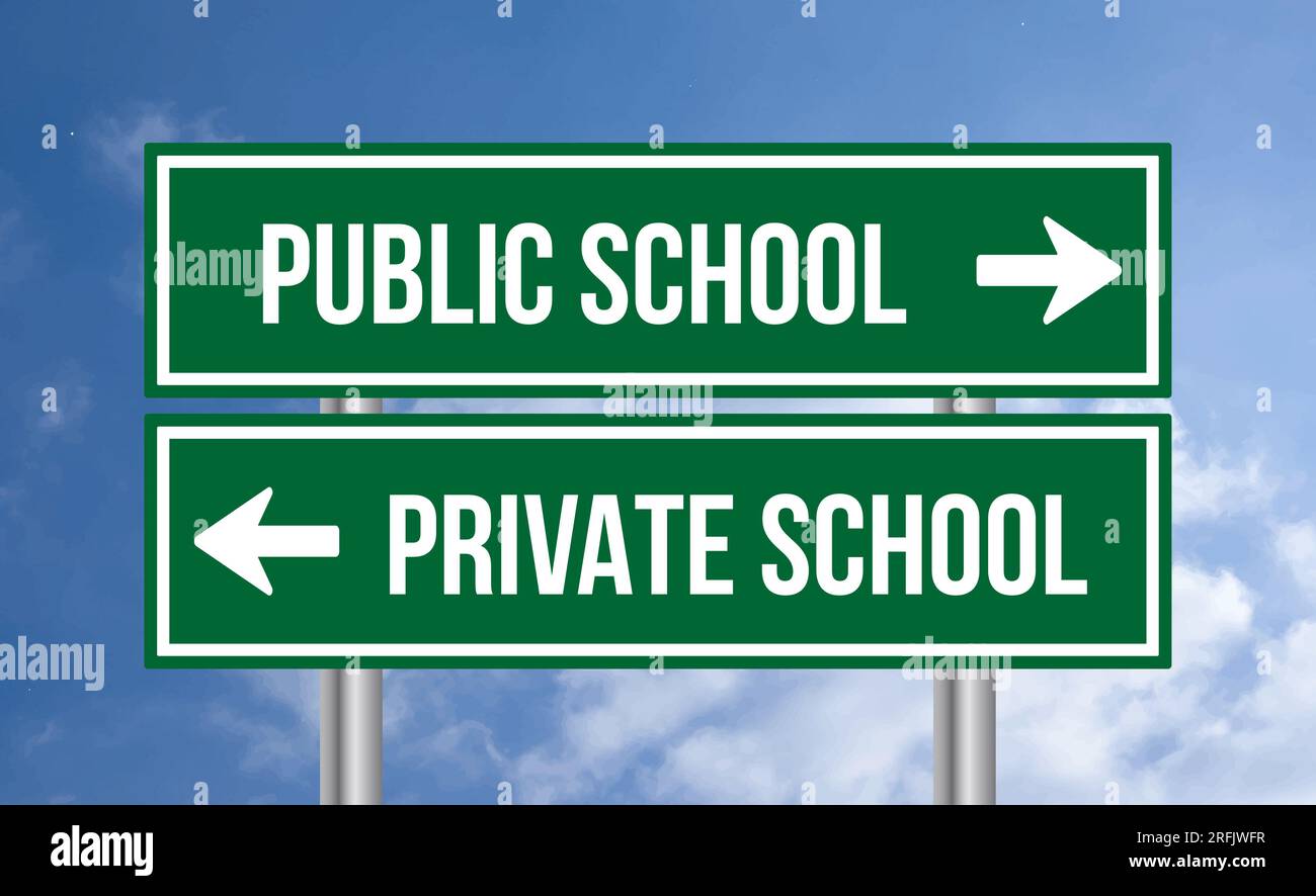 Public private school sign hi-res stock photography and images - Alamy
