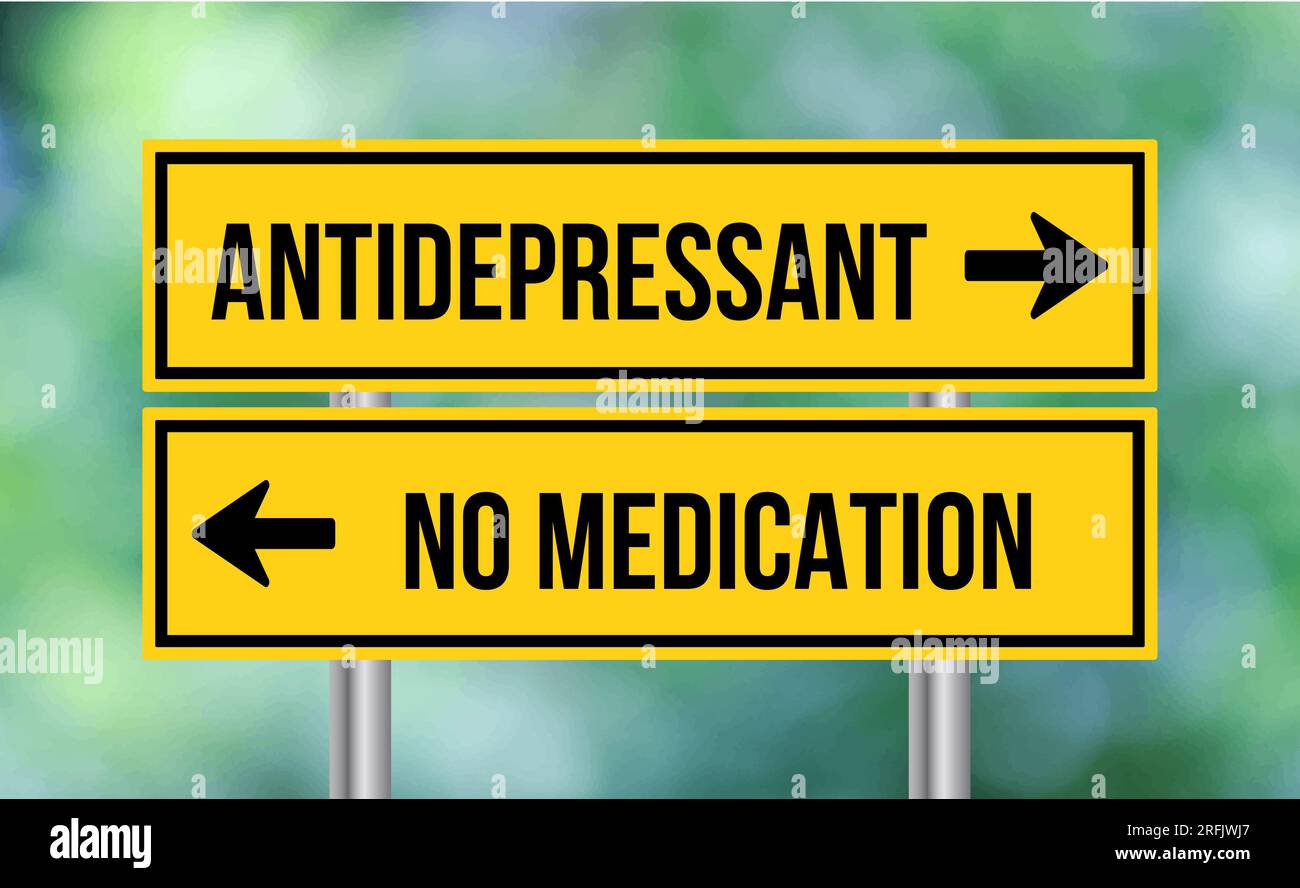 Antidepressant or no medication road sign on blur background Stock ...