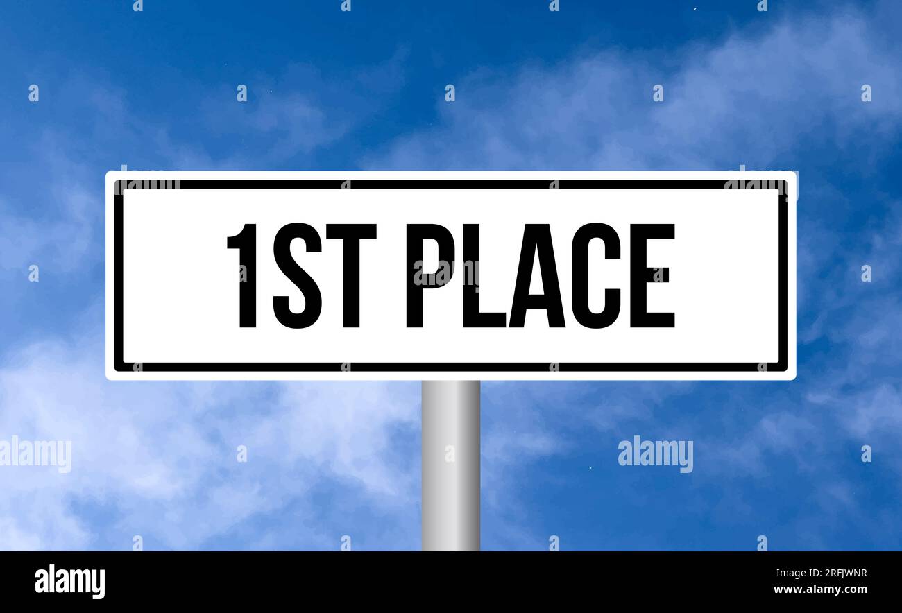 1st place road sign on sky background Stock Photo - Alamy