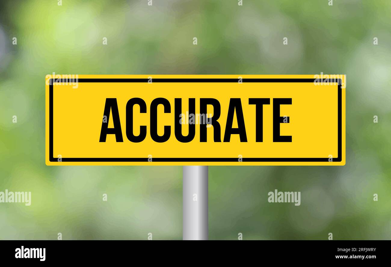 Accurate road sign on blur background Stock Photo - Alamy