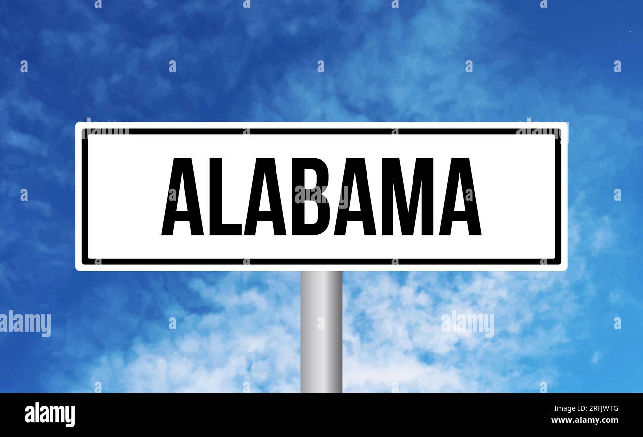 Alabama road sign on blue sky background Stock Photo - Alamy