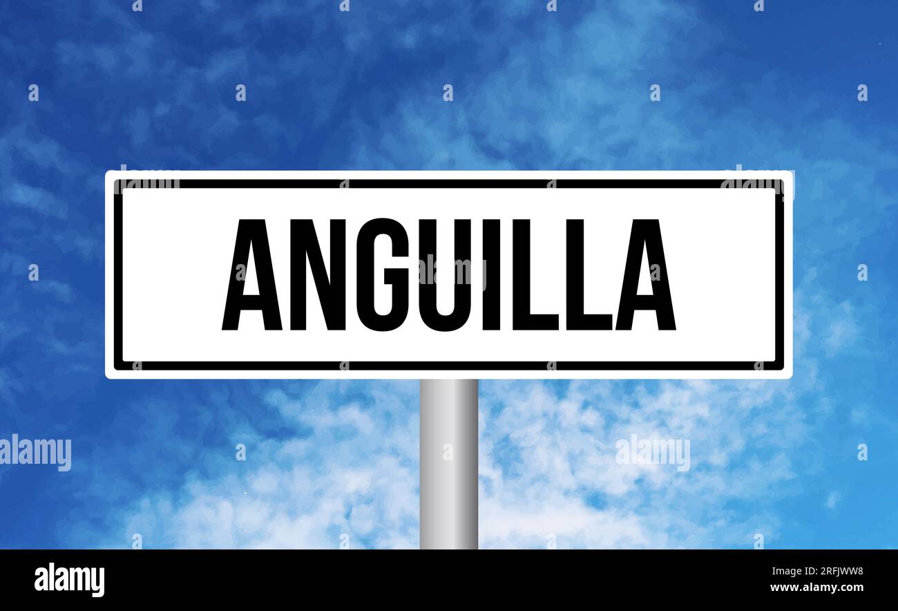 Anguilla road sign on sky background Stock Photo - Alamy