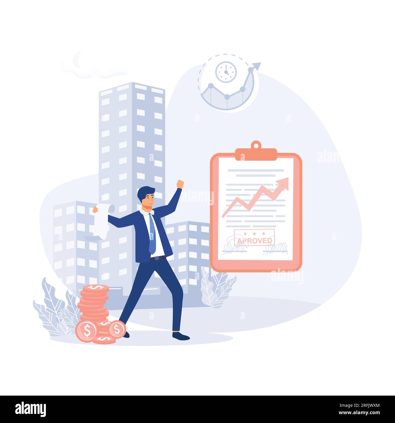 Satisfied businessman hold good financial notice. Joyful businessman ...