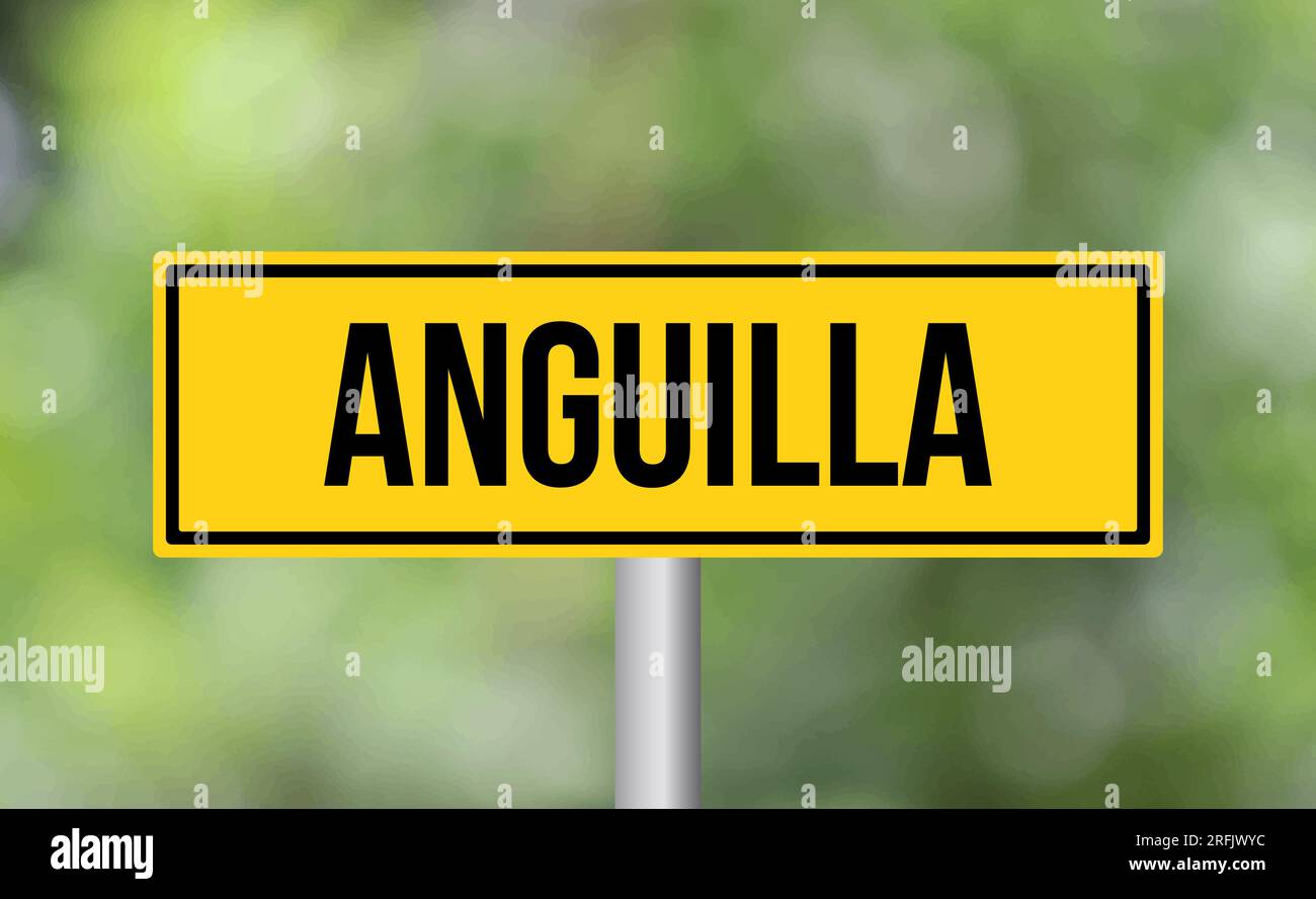 Anguilla road sign on blur background Stock Photo - Alamy