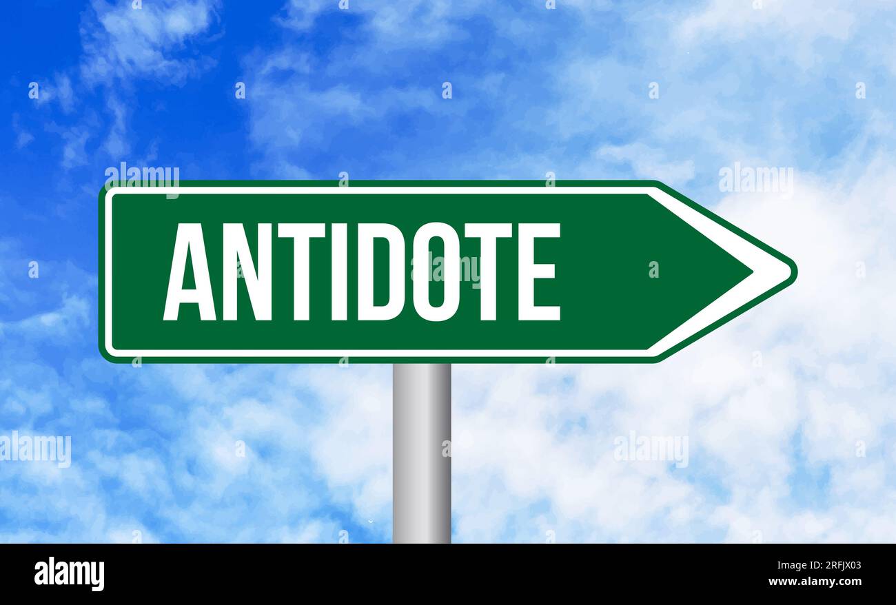 Antidote road sign on sky background Stock Photo - Alamy