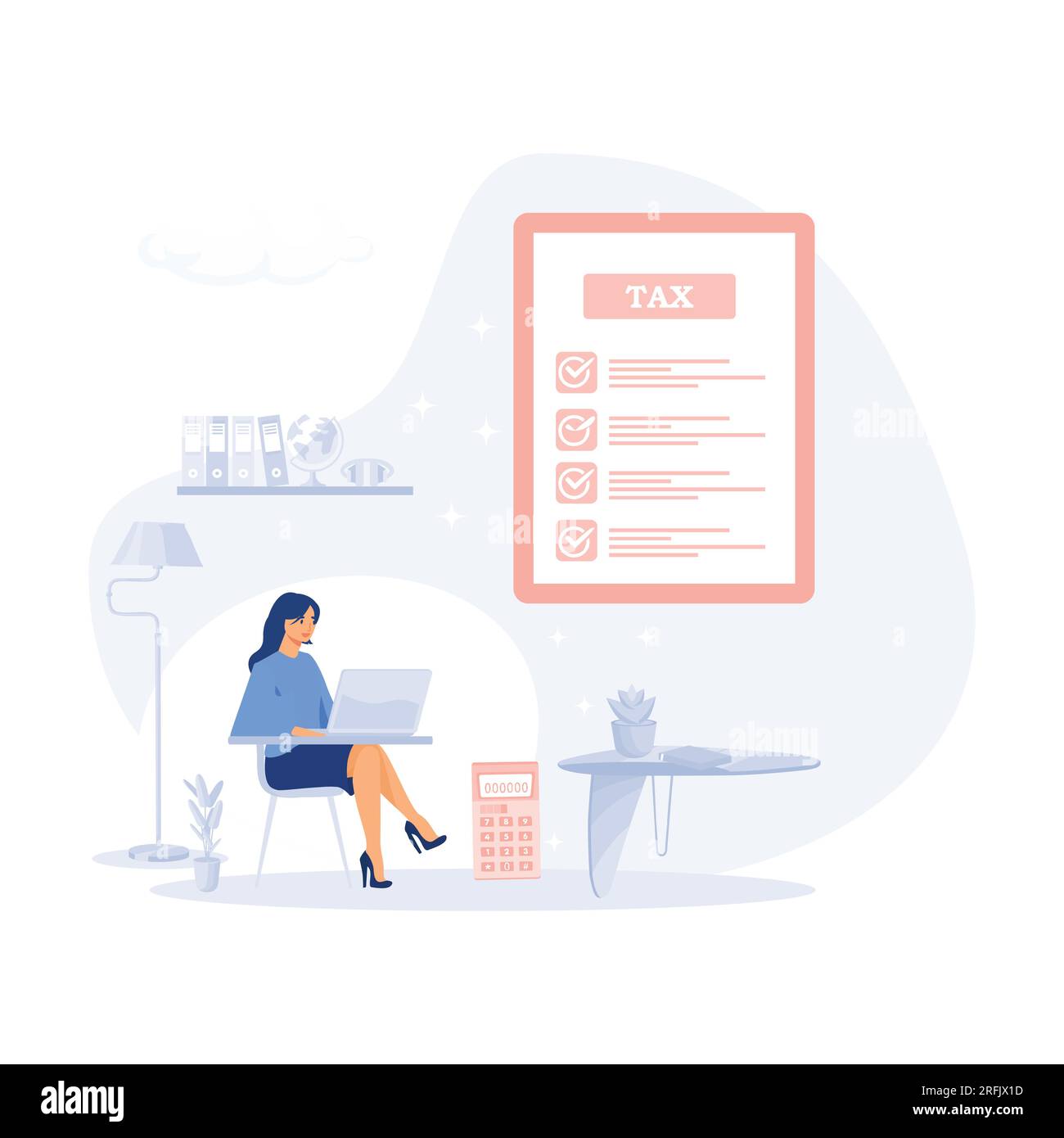 Tax preparation abstract. document preparation payment planning, flat ...