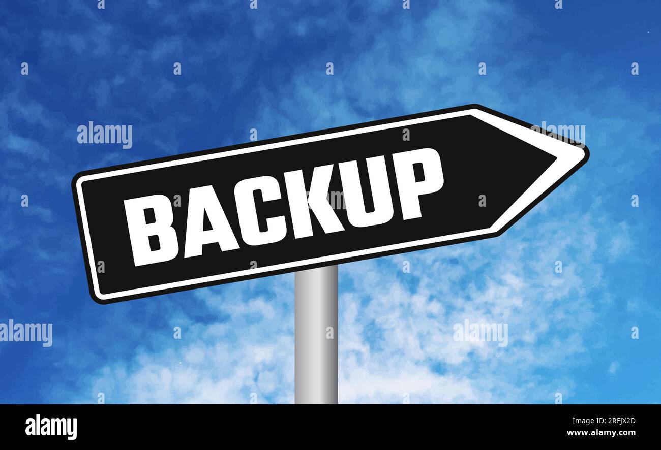 Backup road sign on blue sky background Stock Photo - Alamy