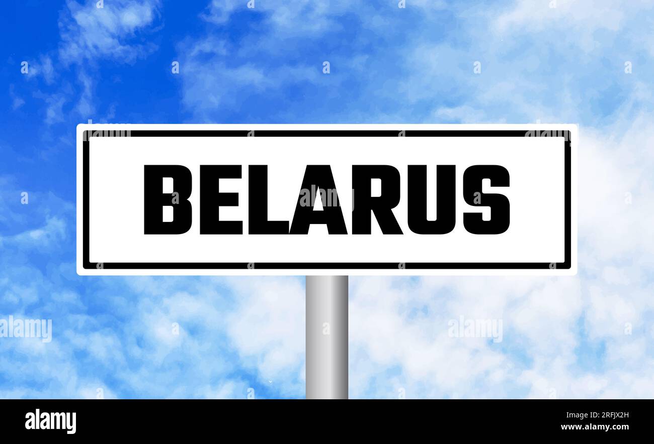 Belarus road sign on cloudy sky background Stock Photo - Alamy