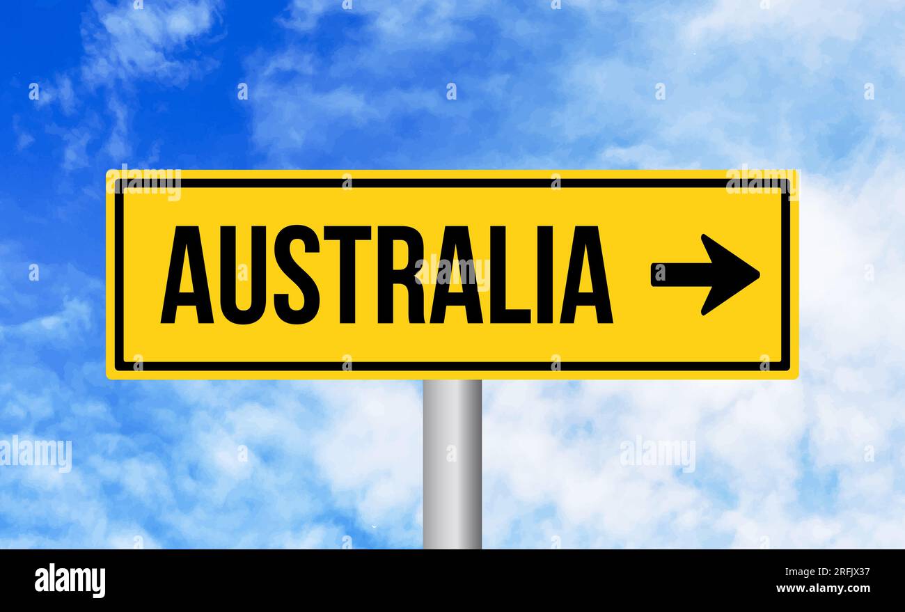 Australia road sign on cloudy sky background Stock Photo - Alamy