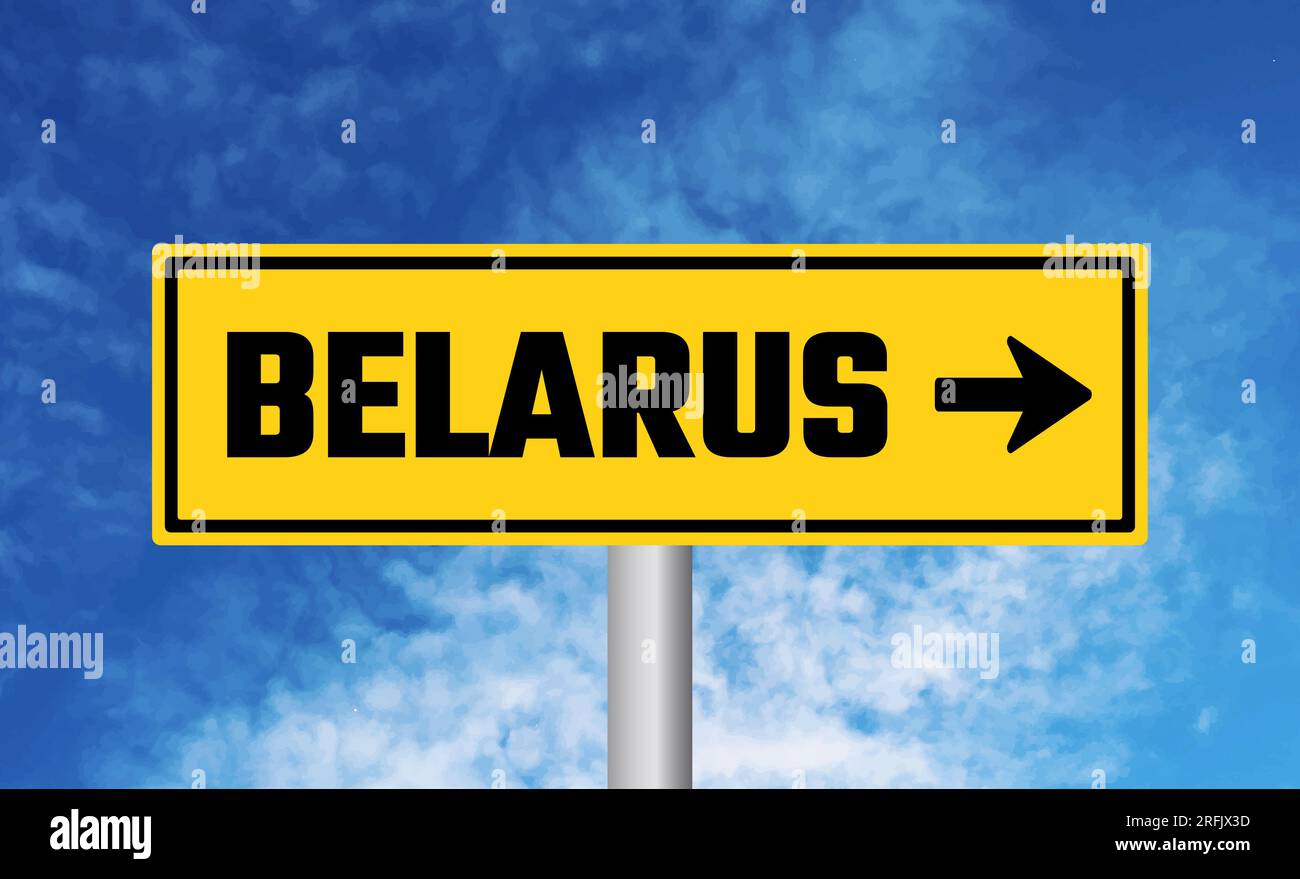 Belarus road sign on cloudy sky background Stock Photo - Alamy