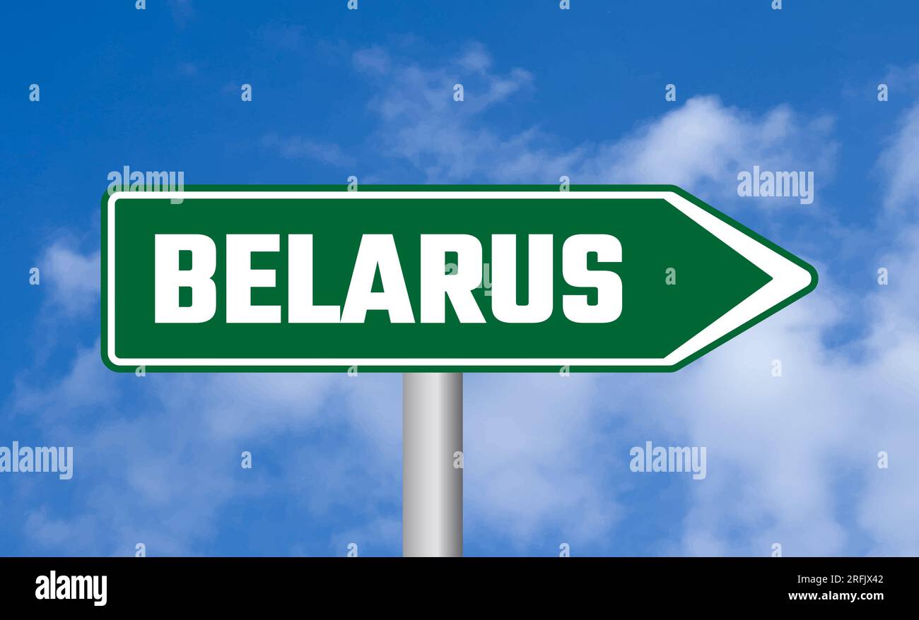 Belarus road sign on cloudy sky background Stock Photo - Alamy