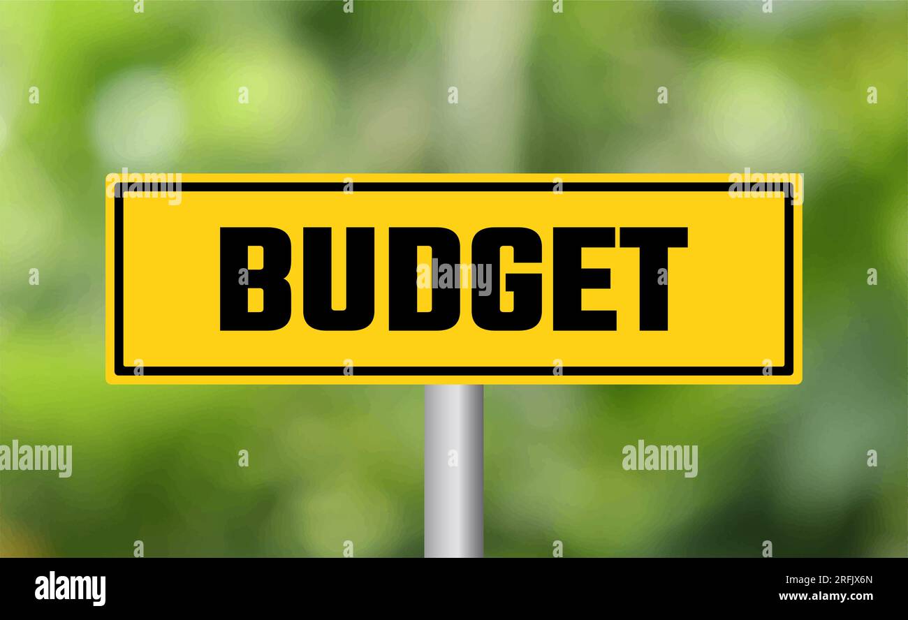 Budget road sign on blur background Stock Photo - Alamy