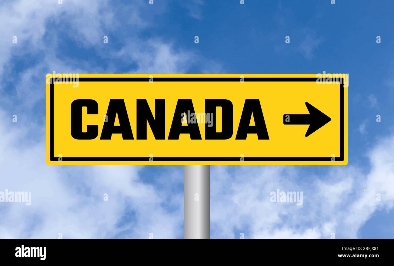 Canada road sign on blue sky background Stock Photo - Alamy