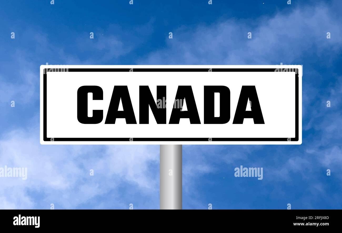 Canada road sign on blue sky background Stock Photo - Alamy