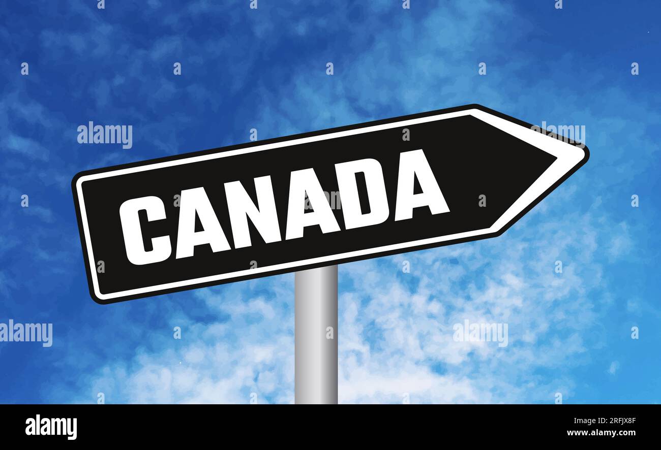 Canada road sign on blue sky background Stock Photo - Alamy
