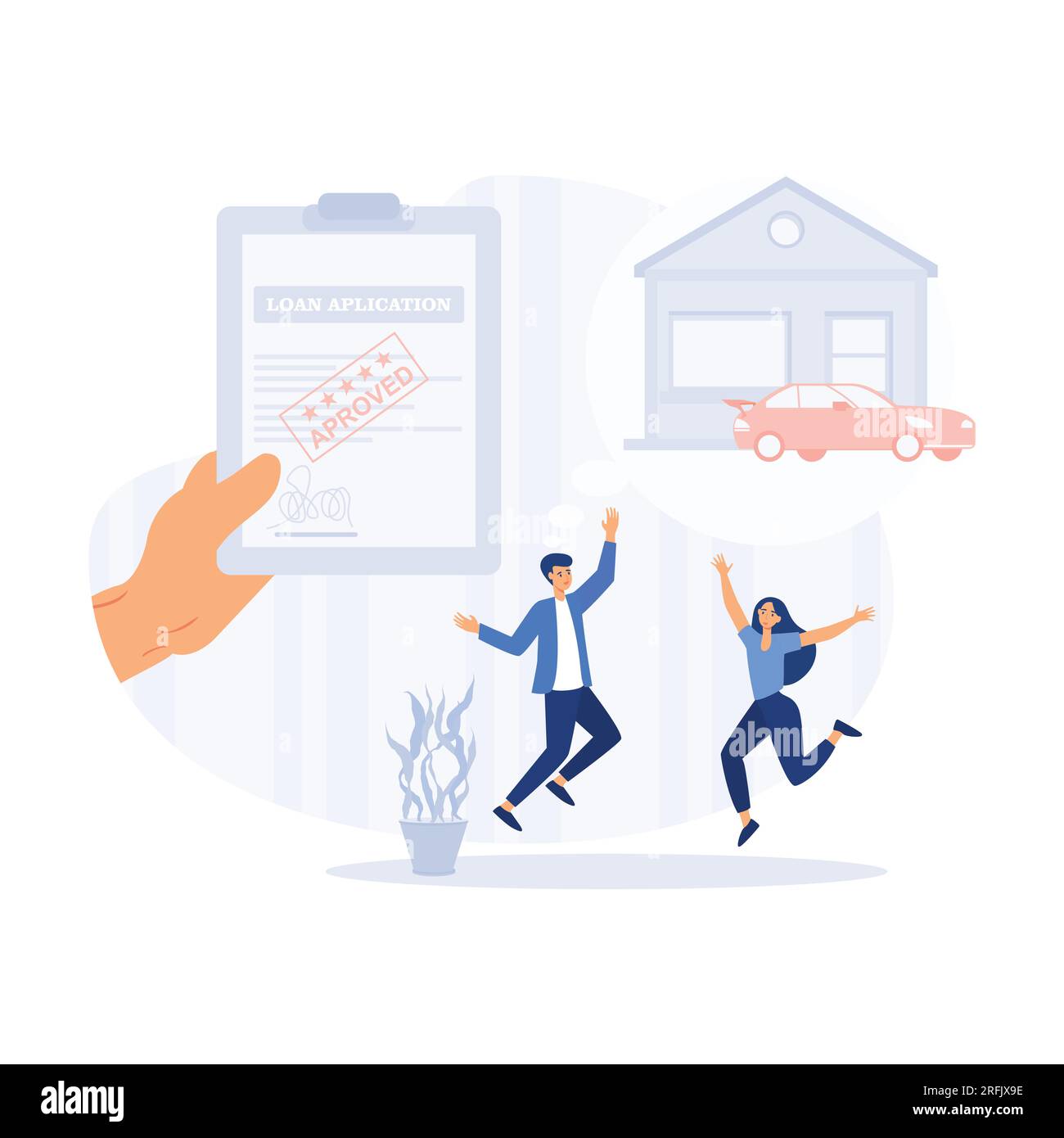 Hand holds loan approval application paper sheets document, Mortgage or ...