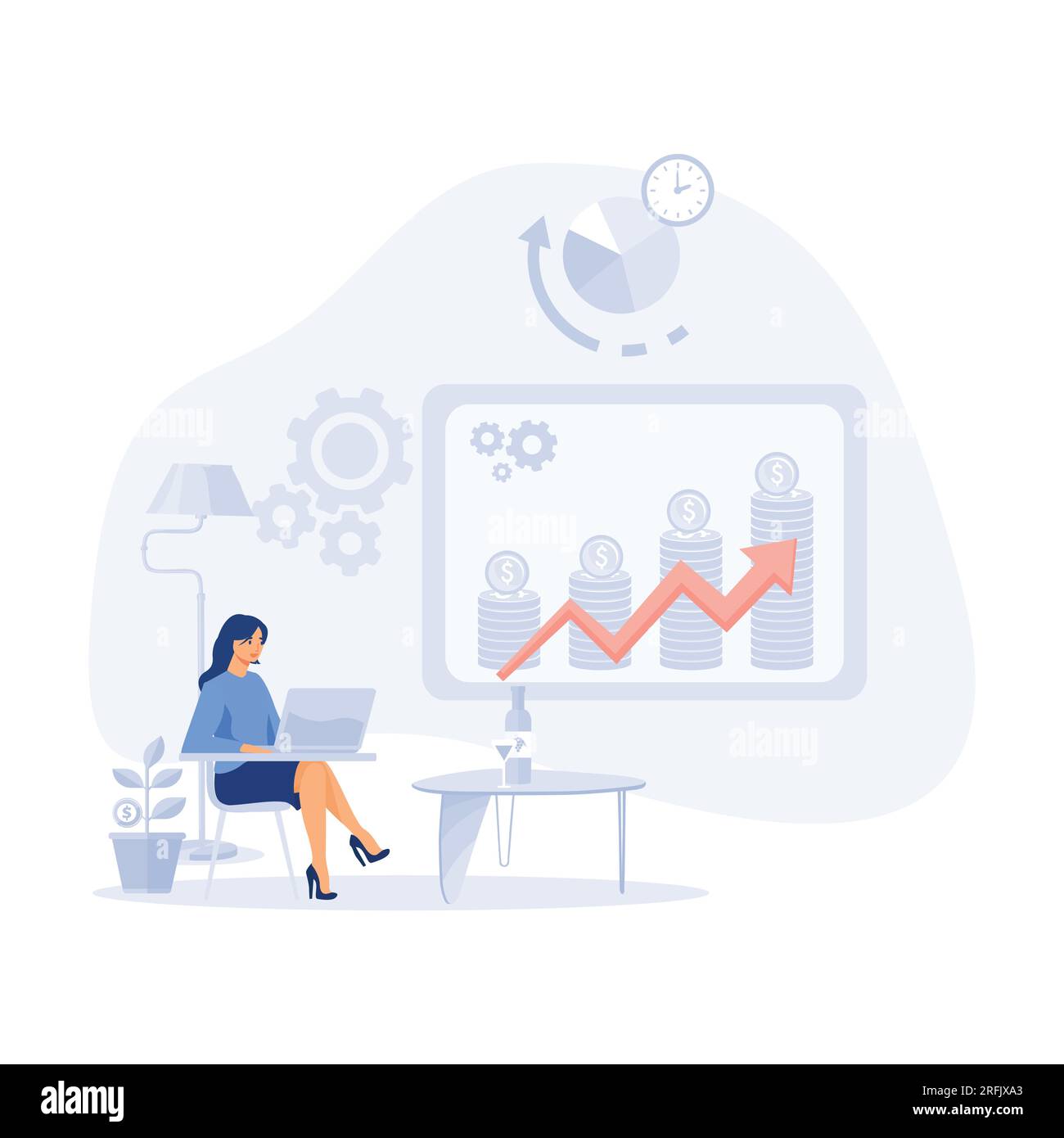 Income growth chart. financial report graph, flat modern vector ...