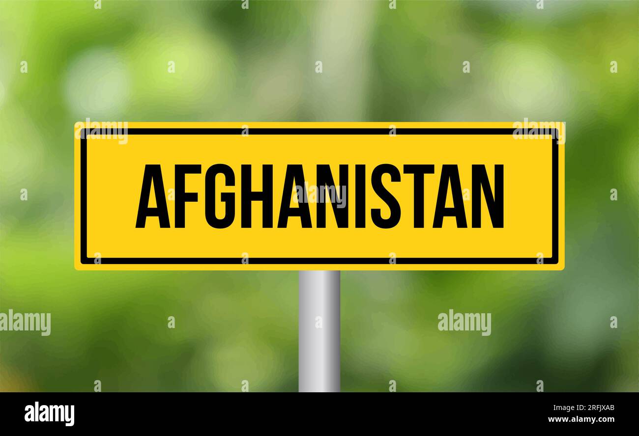 Afghanistan road sign on blur background Stock Photo - Alamy