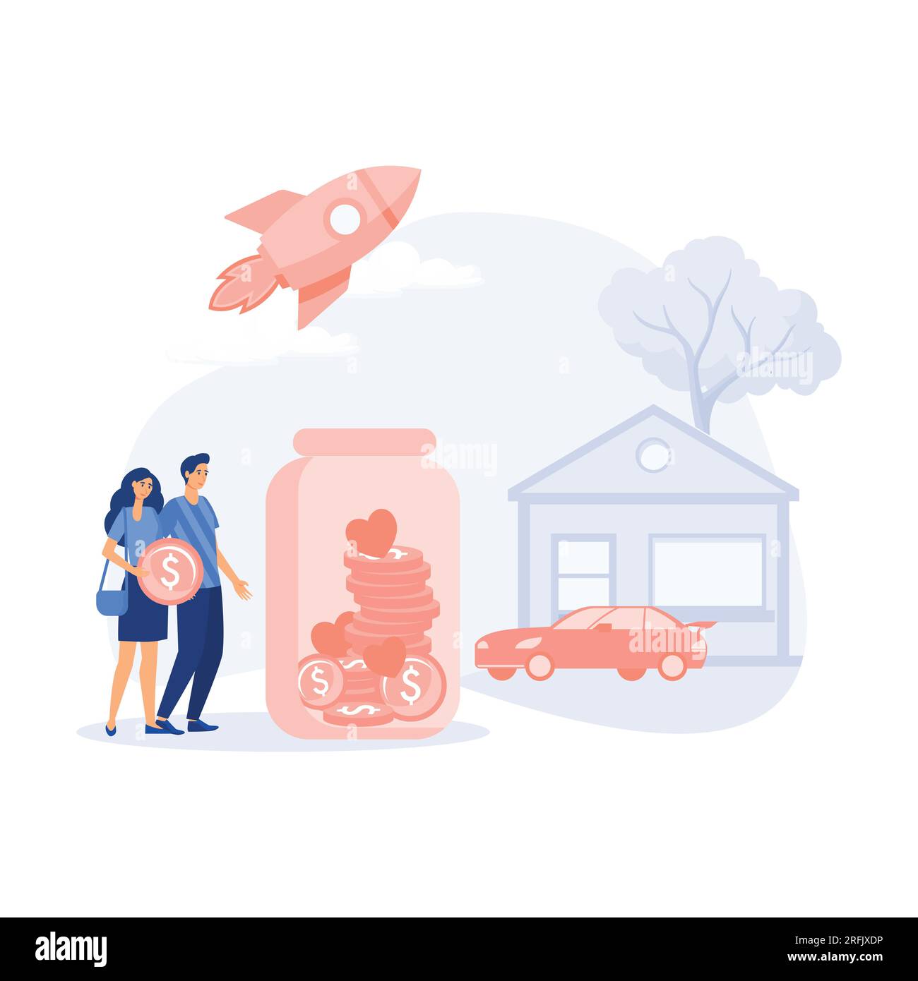 Home Savings and Investment Money. Future Financial Planning, flat ...