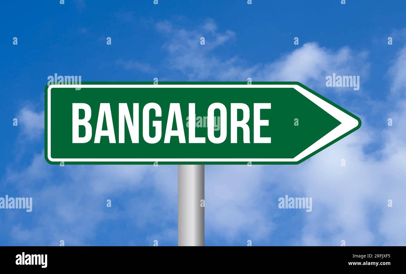 Bangalore road sign on sky background Stock Photo - Alamy