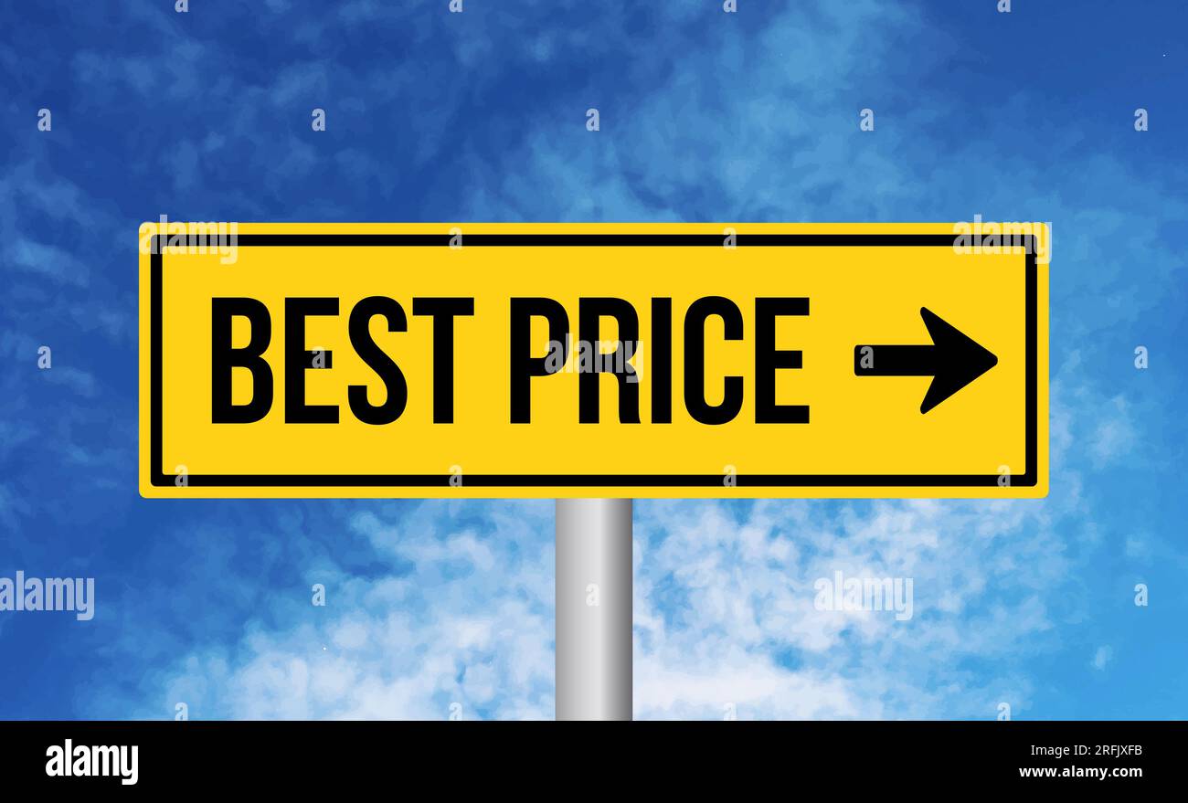 Best price road sign on sky background Stock Photo - Alamy