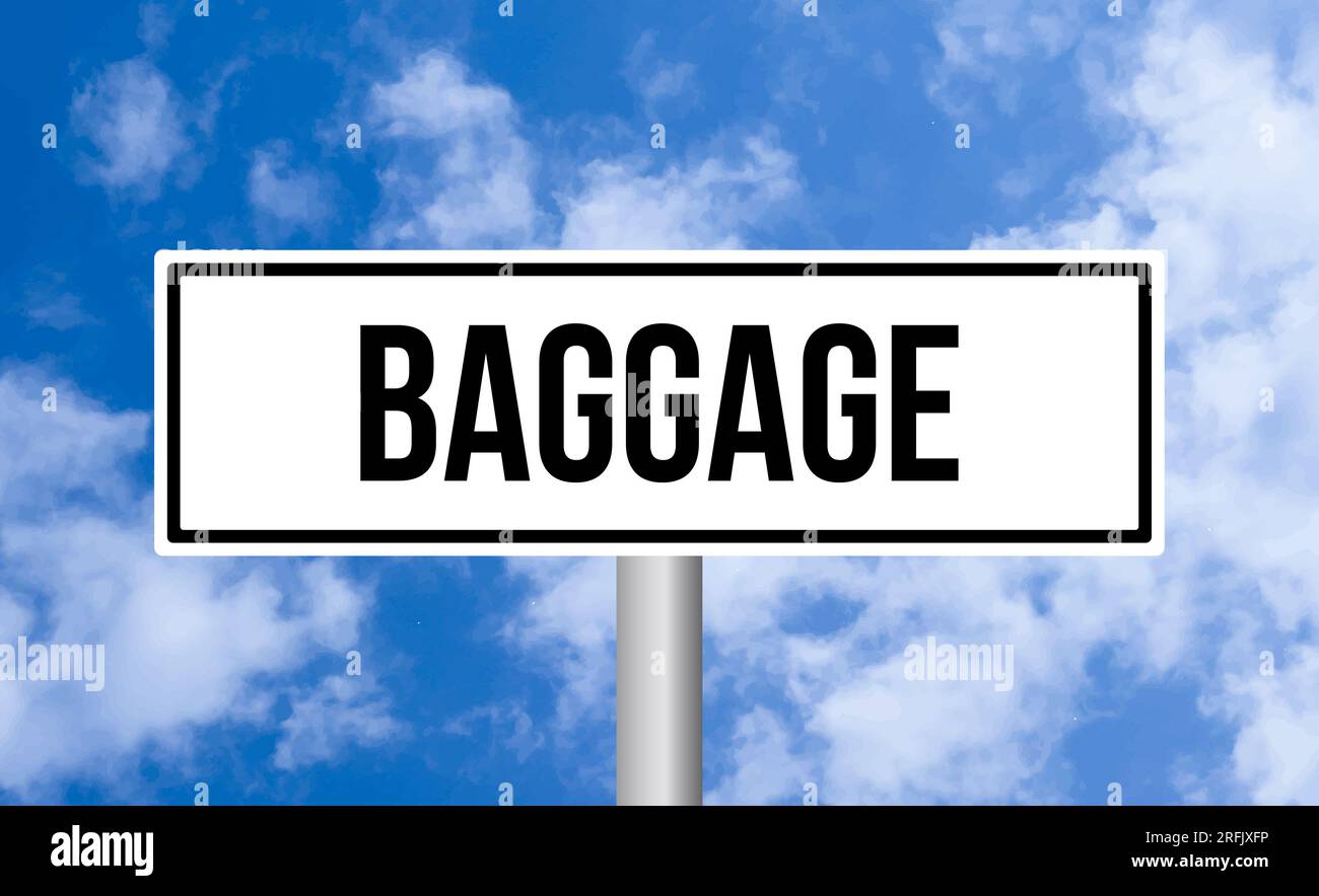 Baggage road sign on blue sky background Stock Photo - Alamy