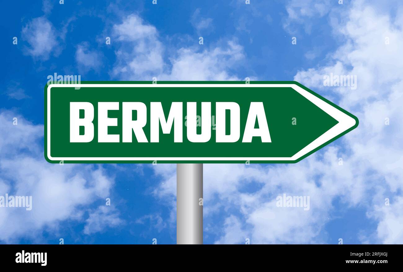 Bermuda road sign on blue sky background Stock Photo - Alamy