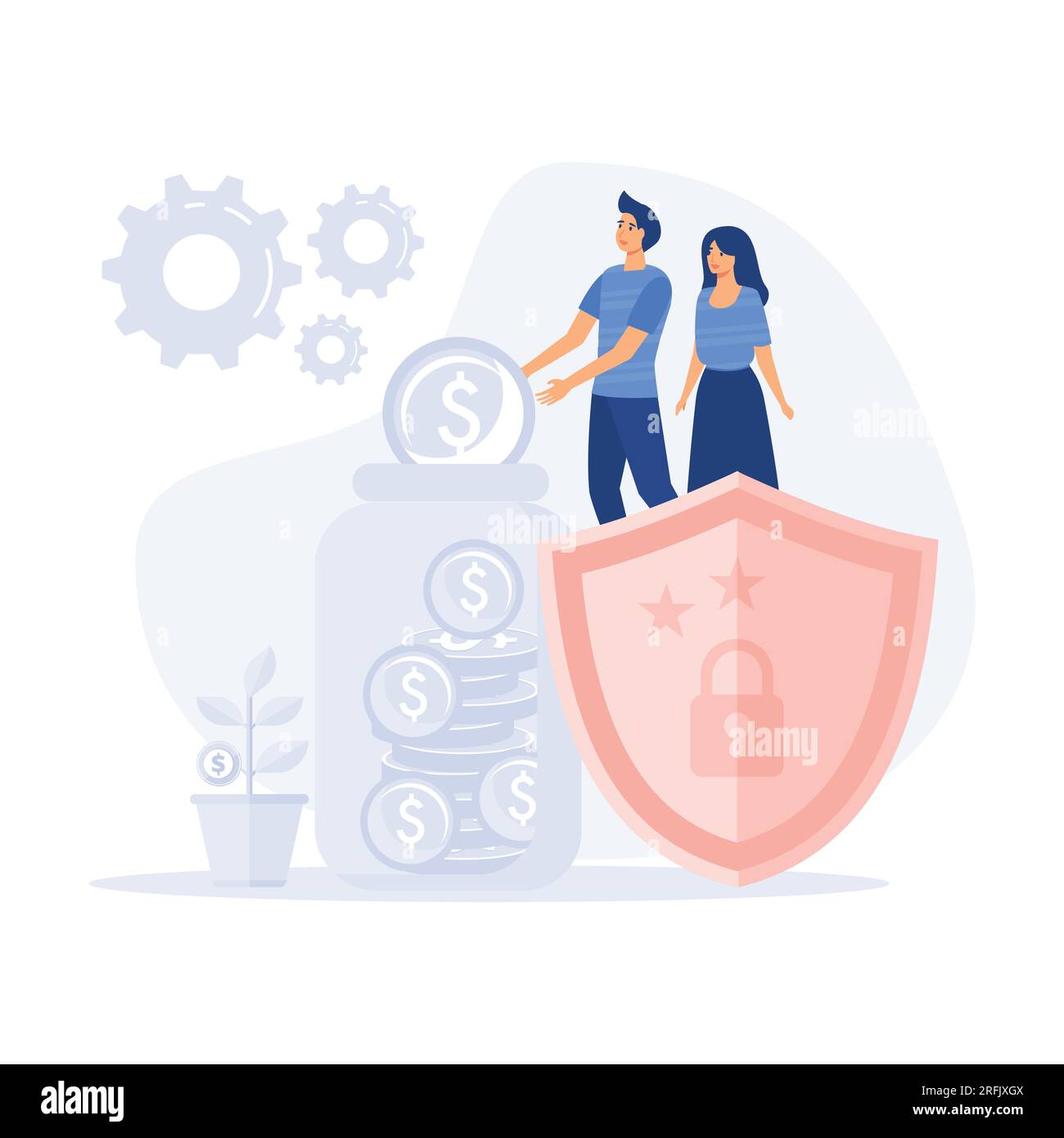 Family couple saving money. flat modern vector illustration Stock ...