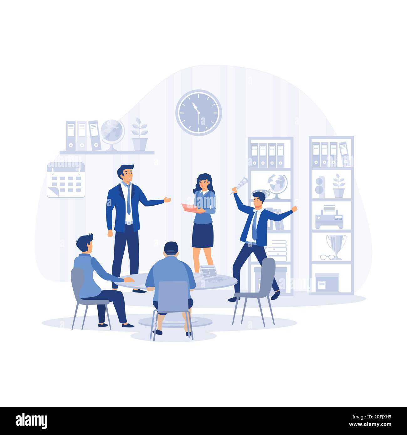 Group of business people having a meeting around a conference table ...