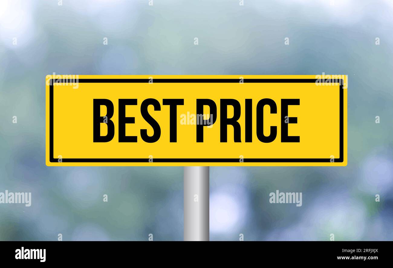 Best price road sign on blur background Stock Photo - Alamy