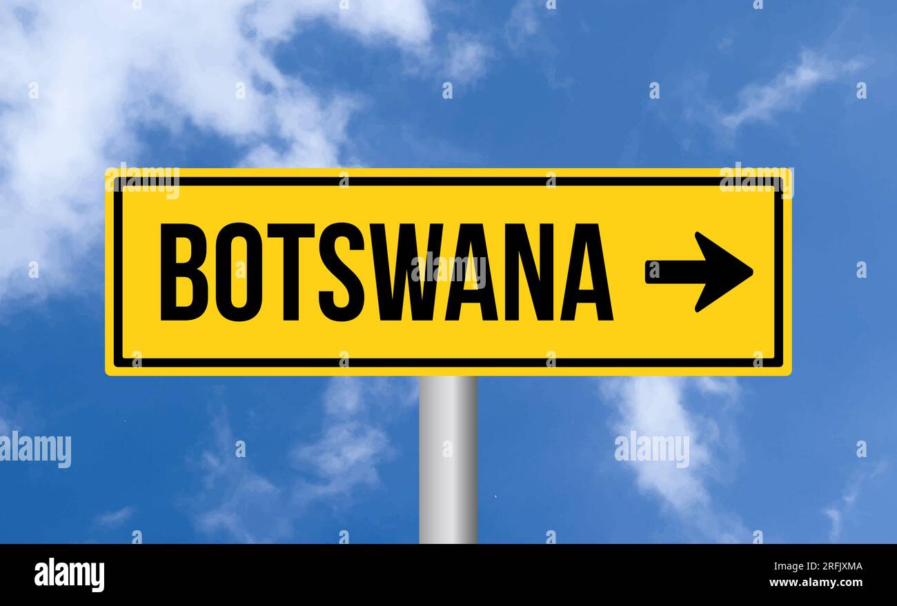 Botswana road sign on blue sky background Stock Photo - Alamy