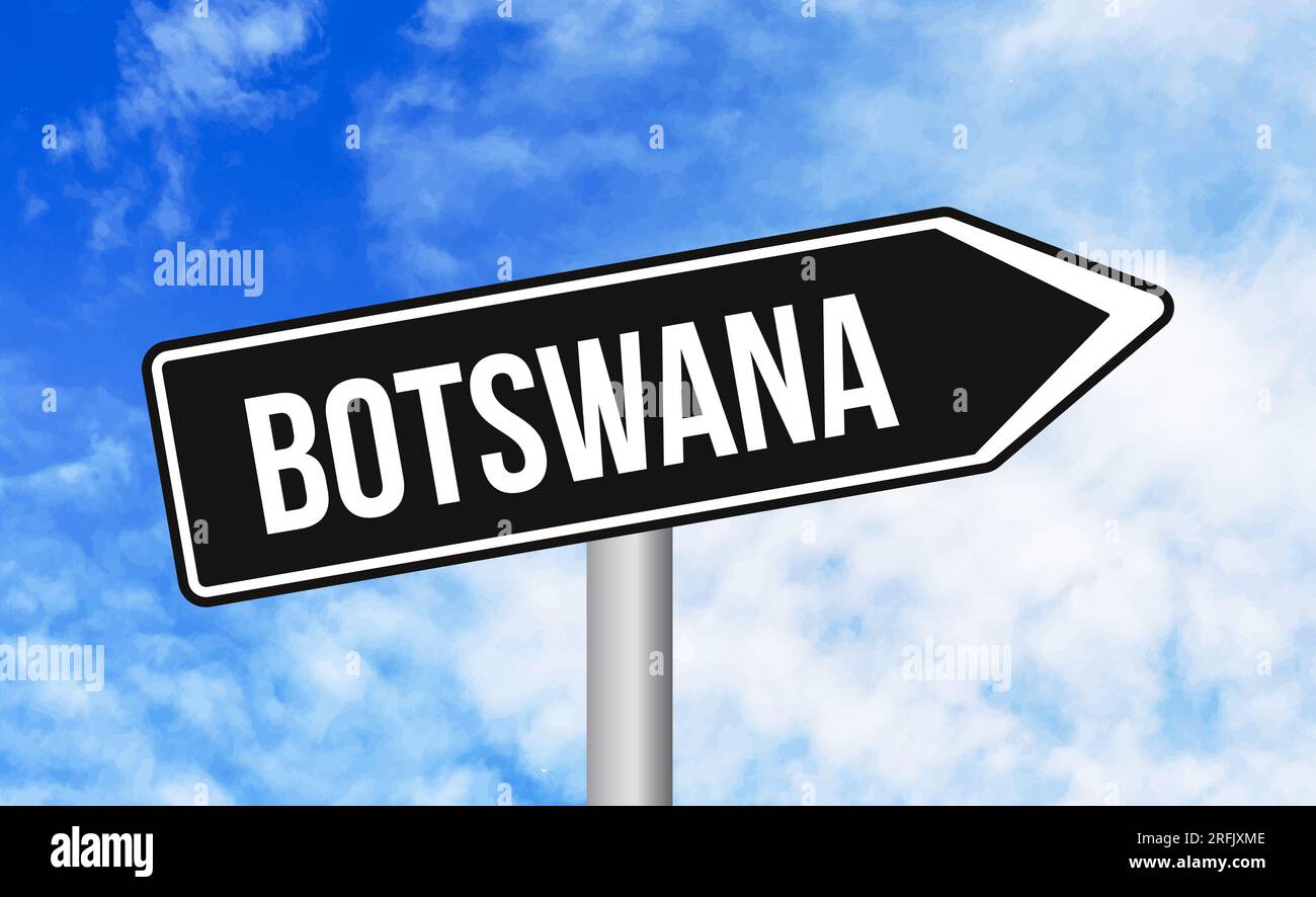 Botswana road sign on blue sky background Stock Photo - Alamy