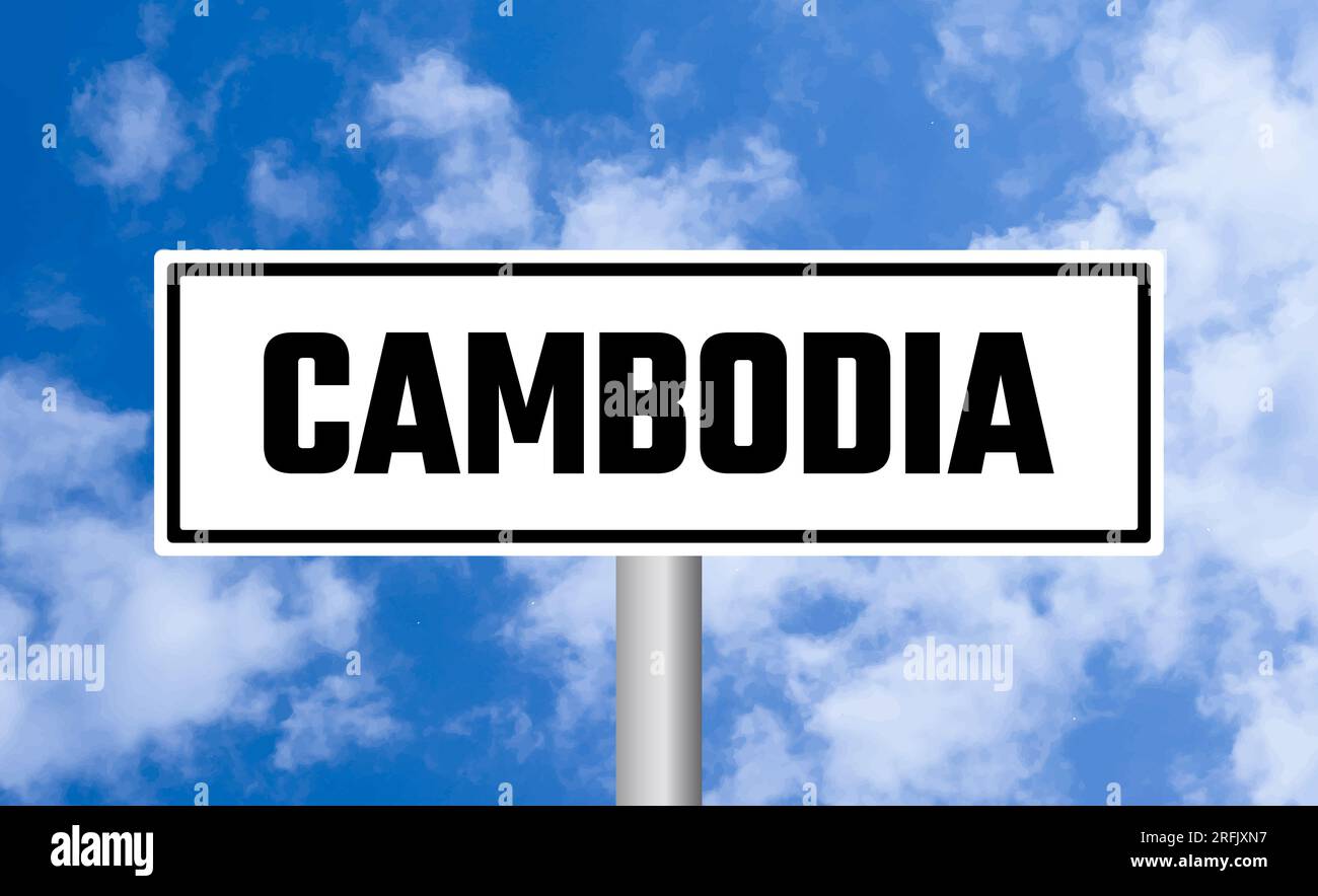 Cambodia road sign on sky background Stock Photo - Alamy