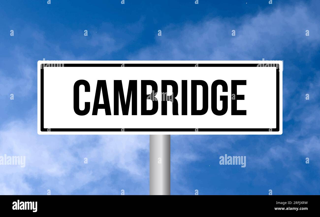 Cambridge road sign on blue sky background Stock Photo - Alamy