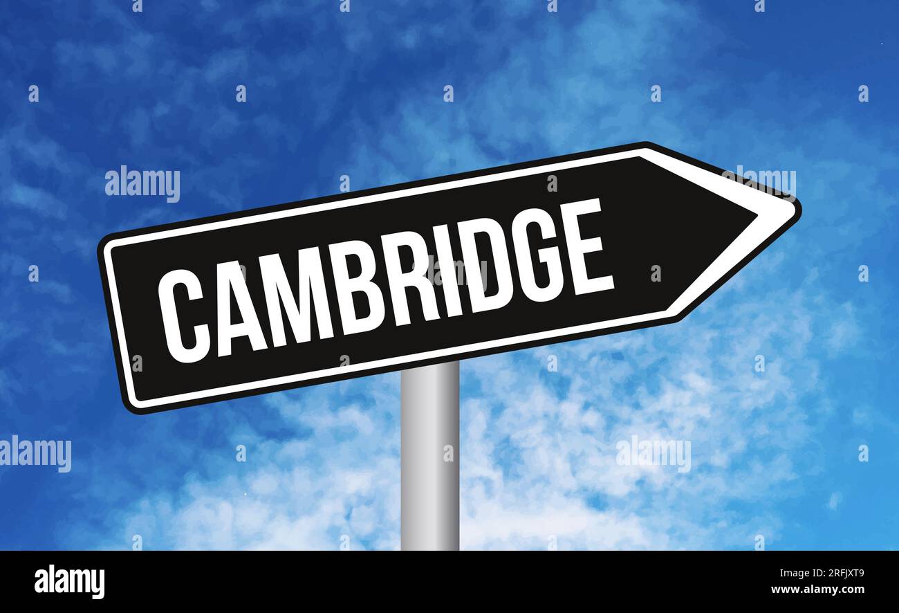 Cambridge road sign on blue sky background Stock Photo - Alamy