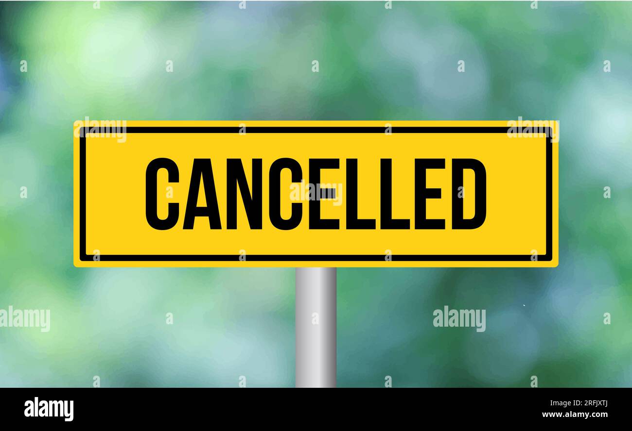 Cancelled road sign on blur background Stock Photo - Alamy