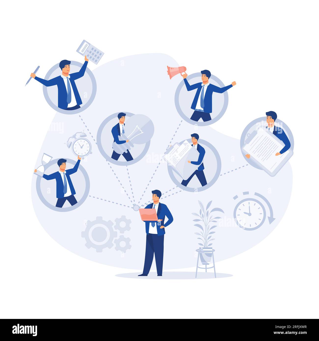 Person office multi task Stock Vector Images - Alamy