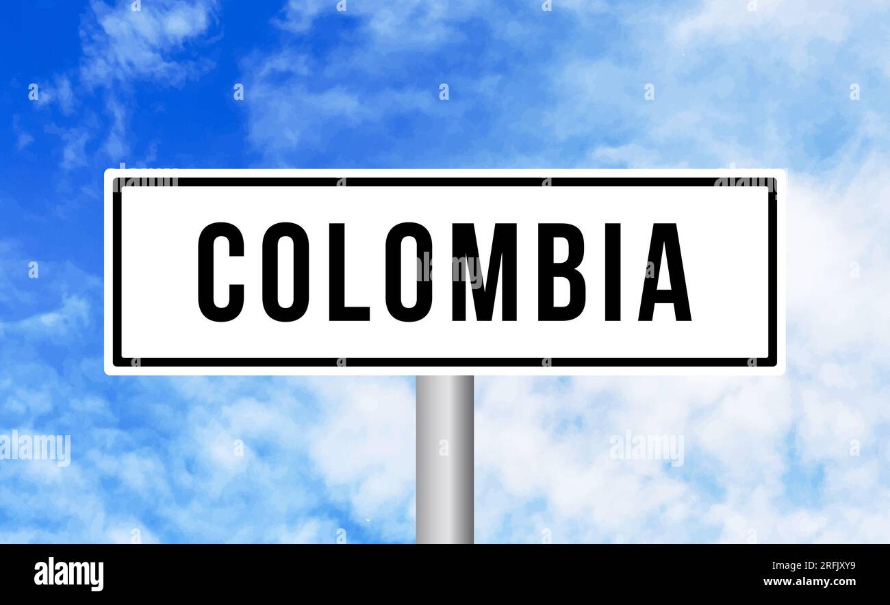 Colombia road sign on sky background Stock Photo - Alamy