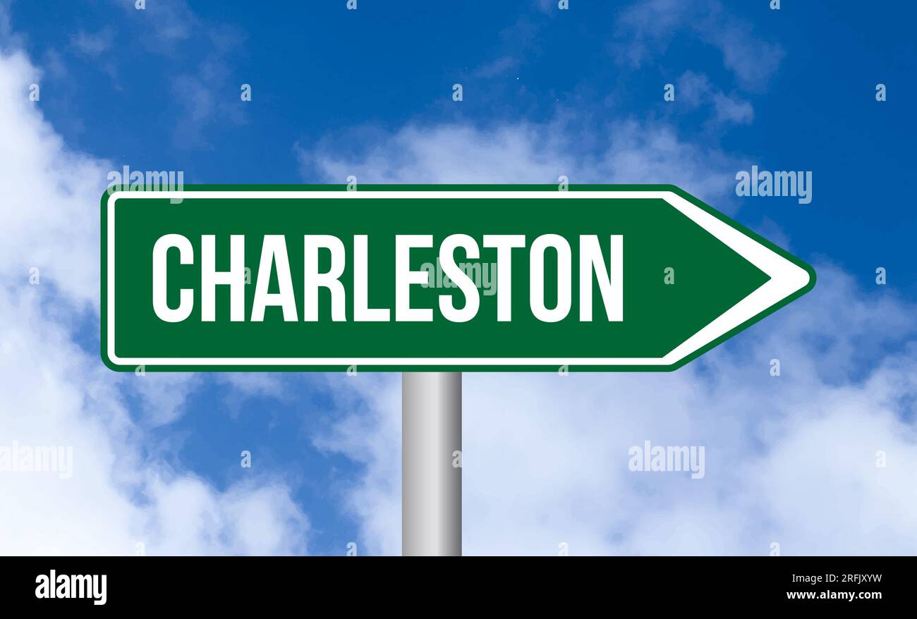 Charleston road sign on sky background Stock Photo - Alamy