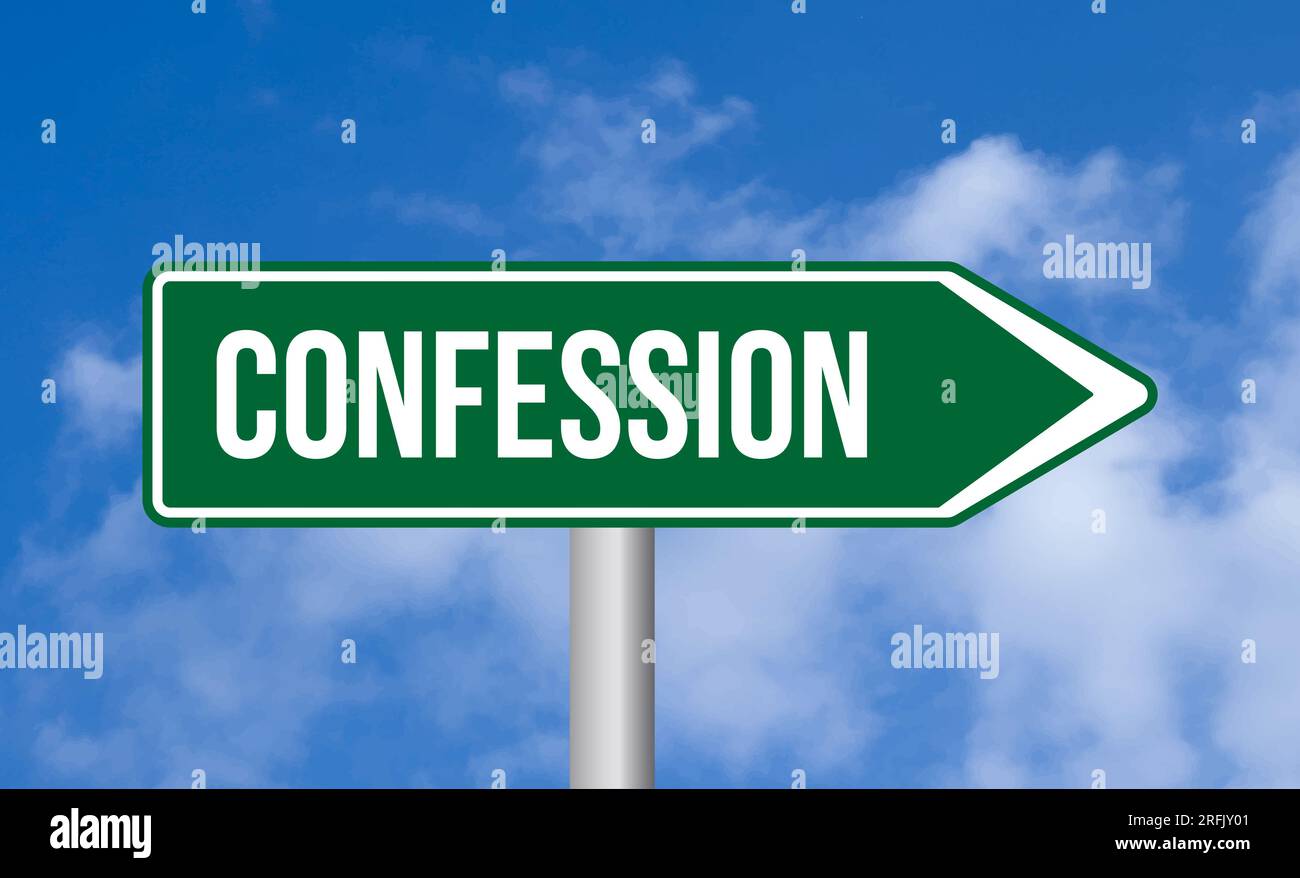 Confession road sign on cloudy sky background Stock Photo - Alamy
