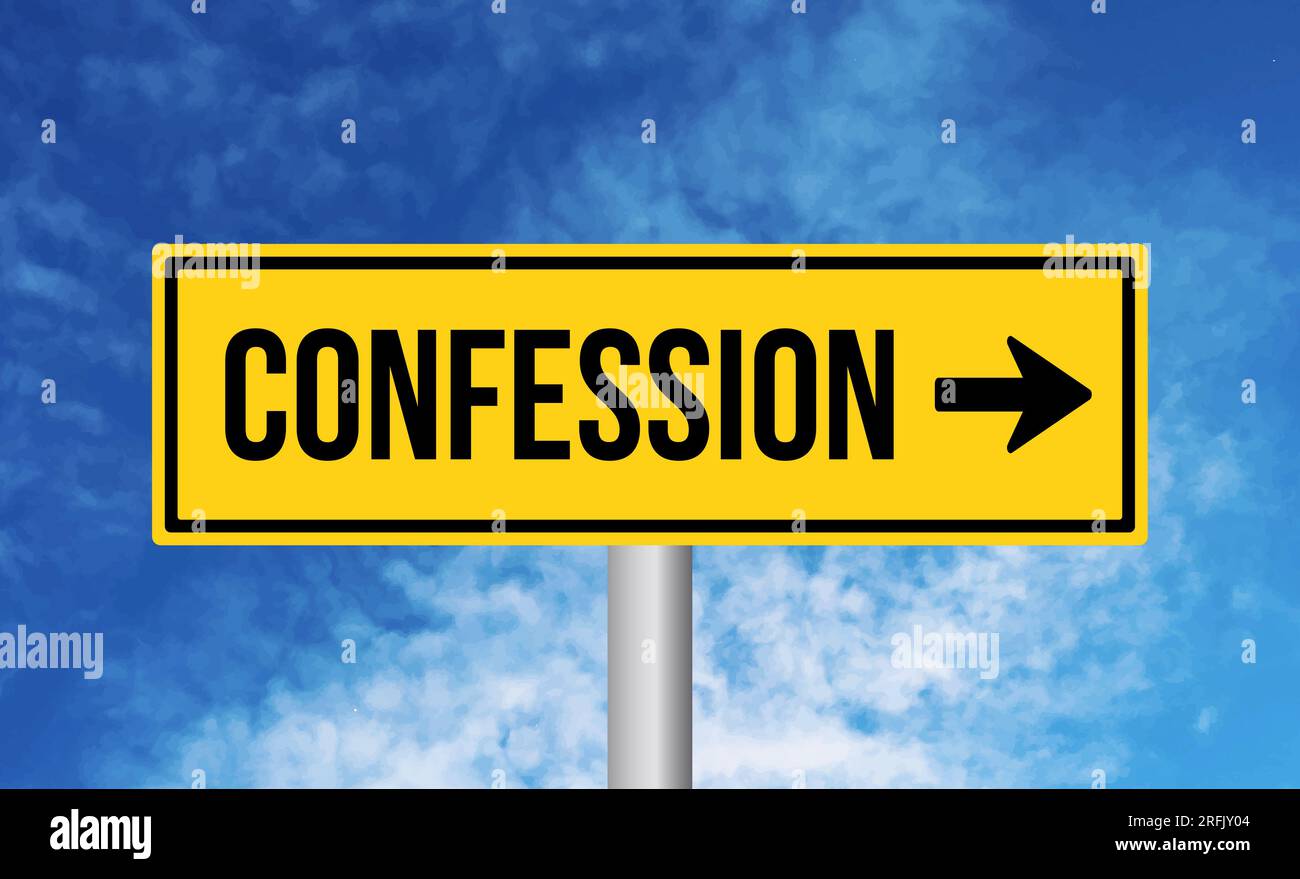 Confession road sign on cloudy sky background Stock Photo - Alamy