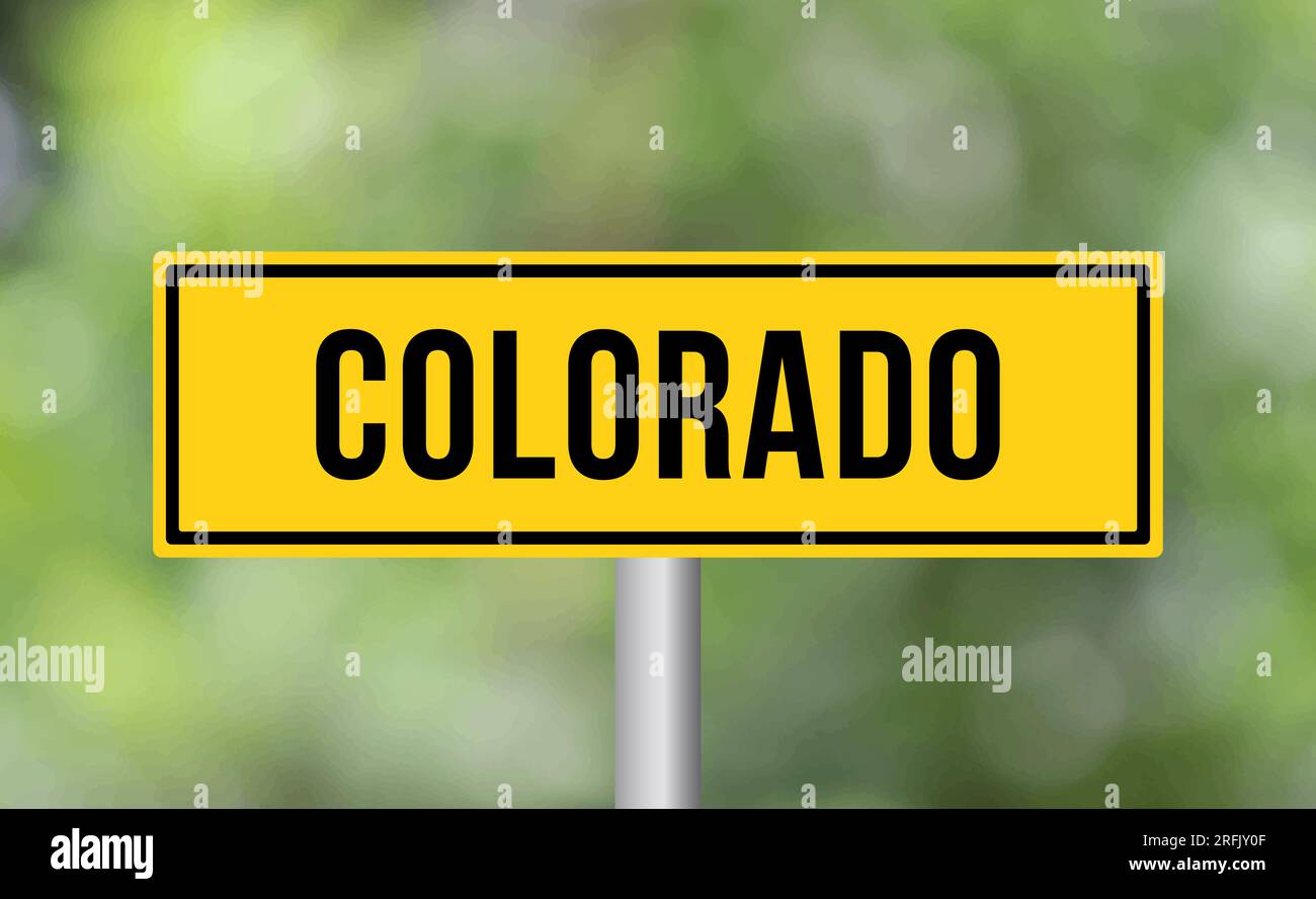 Colorado road sign on blur background Stock Photo - Alamy