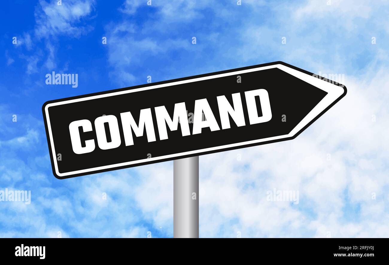 Command road sign on sky background Stock Photo - Alamy