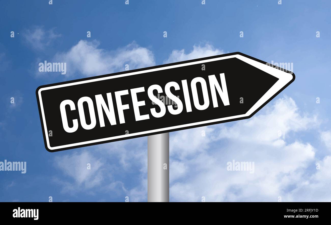 Confession road sign on cloudy sky background Stock Photo - Alamy