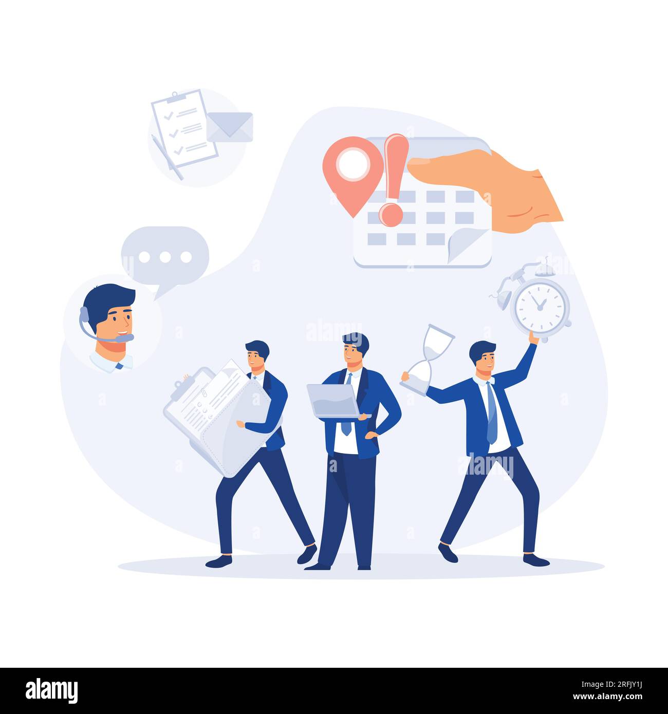 Business Man Surrounded by Hands with Office Things, Multitasking and Time Management Concept ...