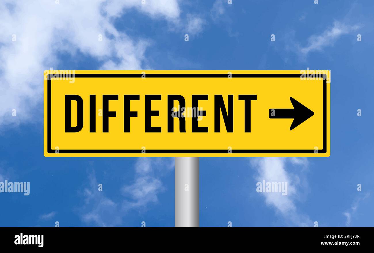 Different road sign on cloudy sky background Stock Photo - Alamy