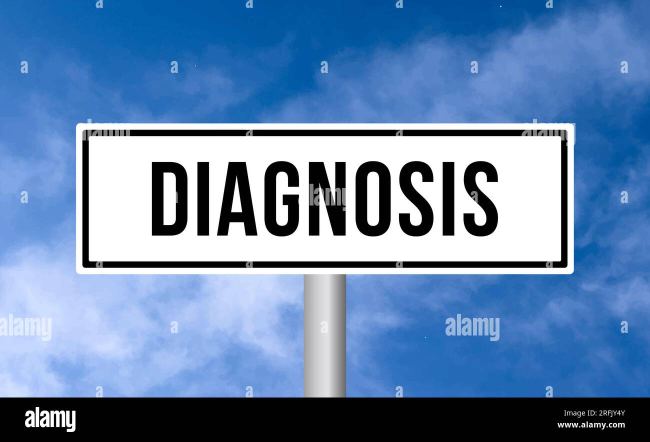 Diagnosis road sign on sky background Stock Photo - Alamy
