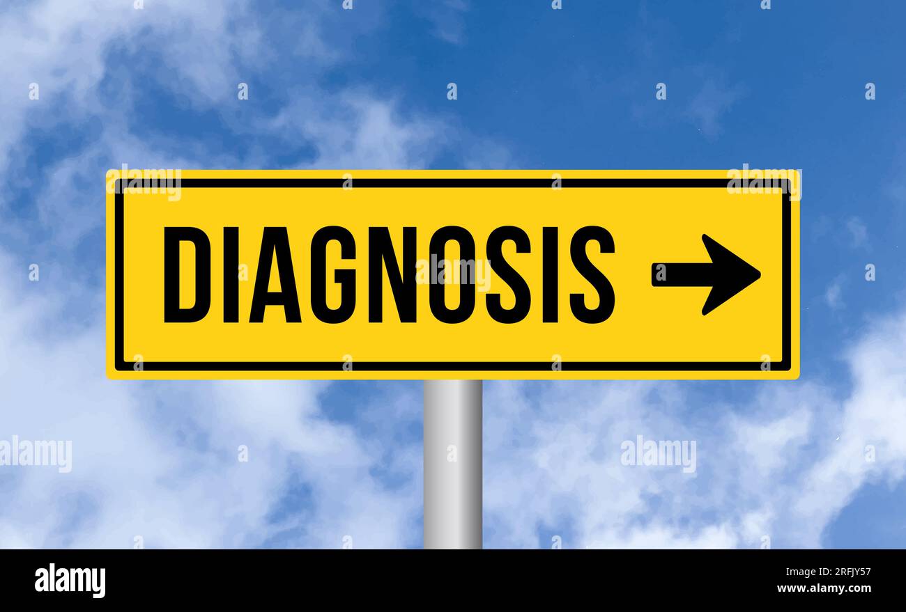 Diagnosis road sign on sky background Stock Photo - Alamy