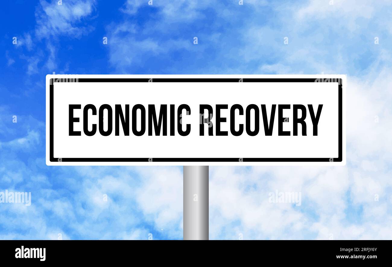 Economic recovery road sign on blue sky background Stock Photo - Alamy